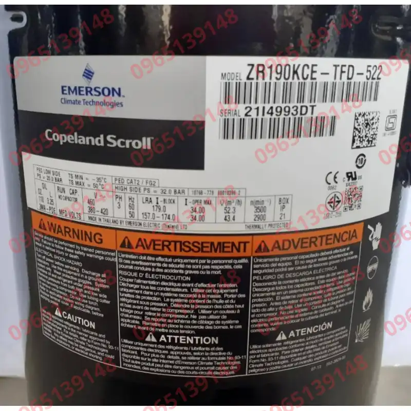 Máy nén Copeland ZR190KCE-TFD-522 - Công ty Cổ Phần Smind
