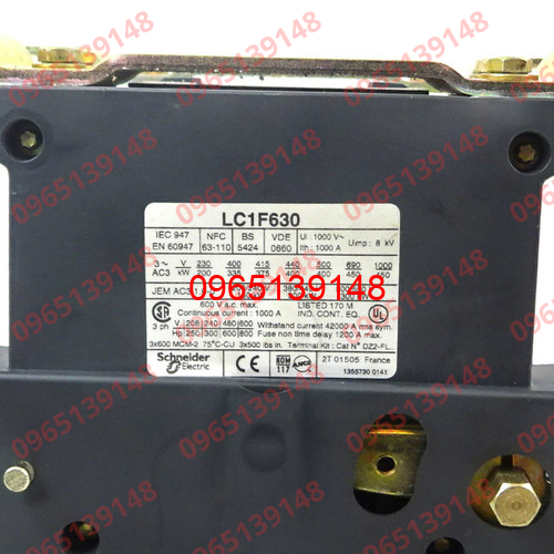 Contactor Series LC1F630 Schneider - AC3: 335kW 1000A at 400V LC1F ...